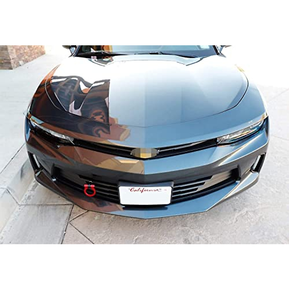 iJDMTOY Red Track Racing Style Tow Hook Ring Compatible With 2016-up Gen6 Chevy Camaro (Pre-LCI), Made of Lightweight Aluminum