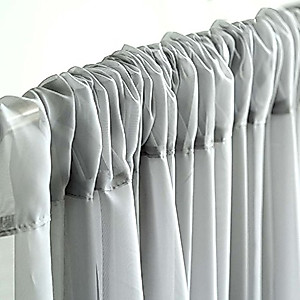 BalsaCircle 10 feet x 10 feet Silver Sheer Voile Backdrop Drapes Curtains 2 Panels 5x10 ft - Wedding Ceremony Party Home Decorations