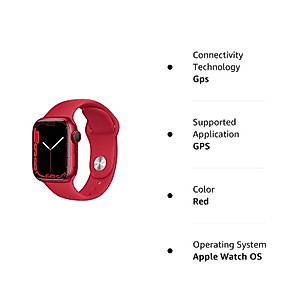 Apple Watch Series 7 (GPS, 41MM) - Red Aluminum Case with Red Sport Band (Renewed)