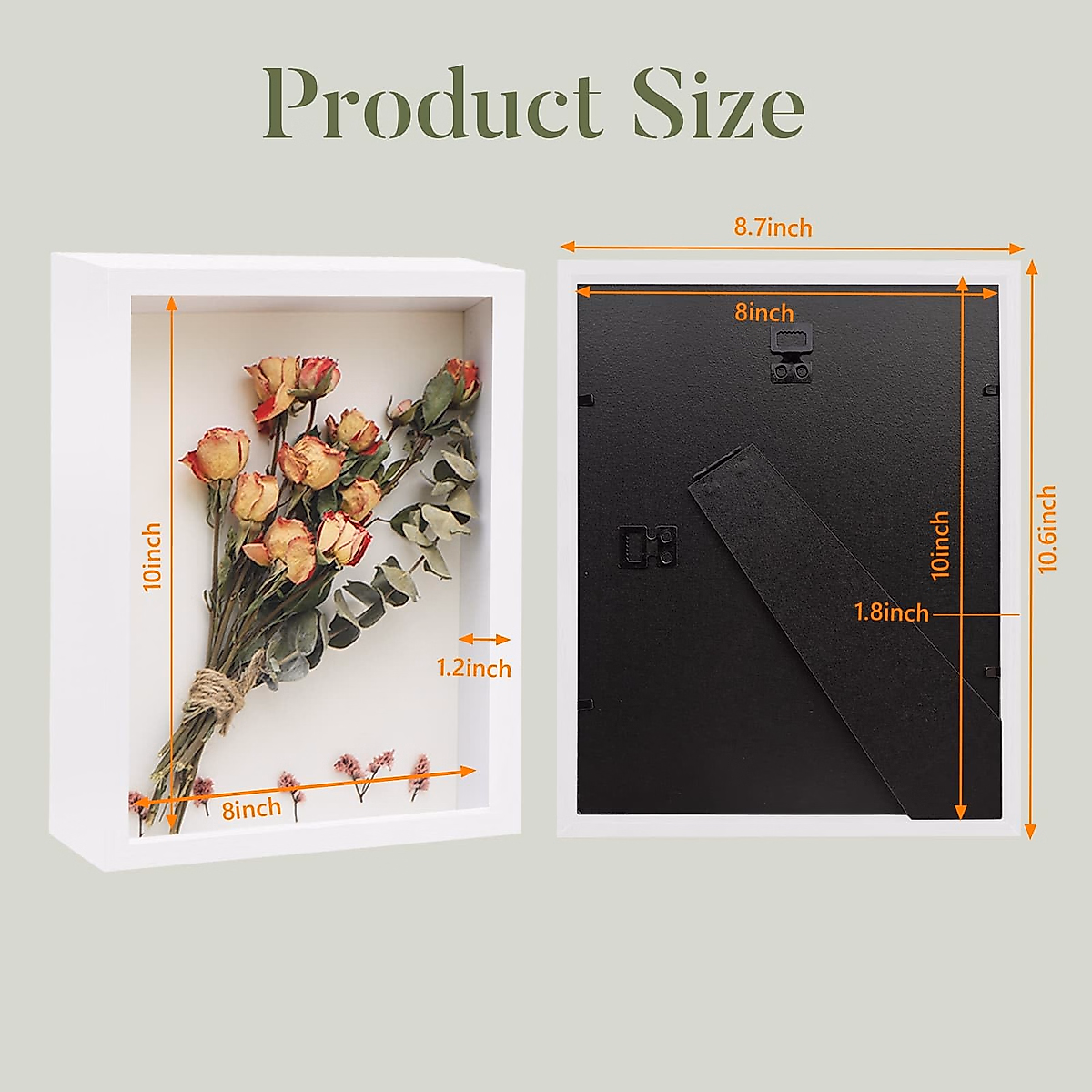 Shadow Box Frame Display Cases 8x10 - 3 Pack Deep Shadowbox Picture Frame with Galss 3D Display Wood Shadow Box Frame with Line Board