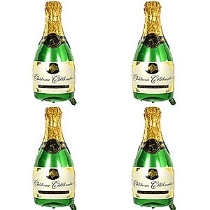 4 Pcs Aluminum Foil Green Champagne Balloon Bottle Mylar Film Balloon for Birthday Engagement Bachelorette Party Bridal Shower Wedding Celebration Anniversary Decorations …