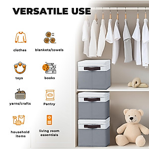 Criusia Large Storage Baskets Bins with Lids 4 Pack, Storage Baskets for Organizing Shelves Nursery Bedroom, Home Closet Organizers Cubes for Clothes Toys Blanket - Stackable & Sturdy -14x10x9.5