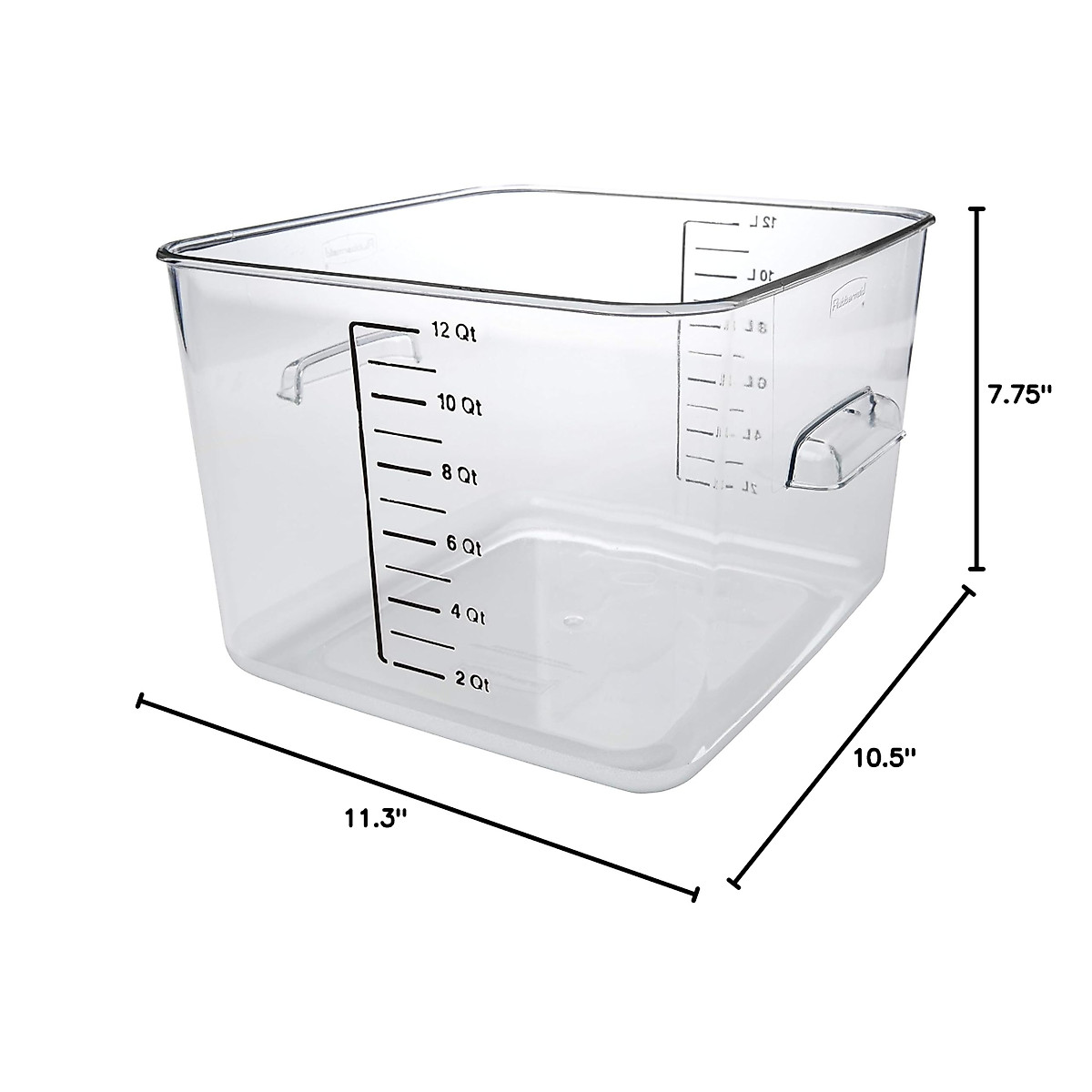 Rubbermaid Commercial Products, Plastic Space Saving Square Food Storage Container for Kitchen/Sous Vide/Food Prep, 12 Quart, Clear