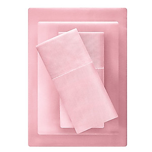 CozyLux Satin Sheets Full Size - 4 Piece Pink Bed Sheet Set with Silky Microfiber, 1 Deep Pocket Fitted Sheet, 1 Flat Sheet, and 2 Pillowcases - Smooth and Soft