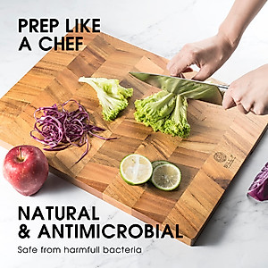 BILL.F Chopping Board 18" Large Acacia Wood Cutting Chopping Board for Kitchen with End-Grain,1" Thick Large Butcher Block 18x13x1.0 in