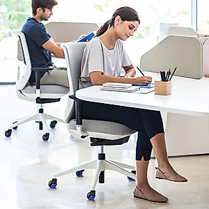 Office Chair Wheels Replacement 2 Inch Rubber Ball Caster Wheels for Wood Floor Carpet Mats, Set of 5, Heavy Duty Desk & Gaming Chair Casters 7/16" (11mm) Grip Ring Stem, Quiet Smooth Rolling (Blue)