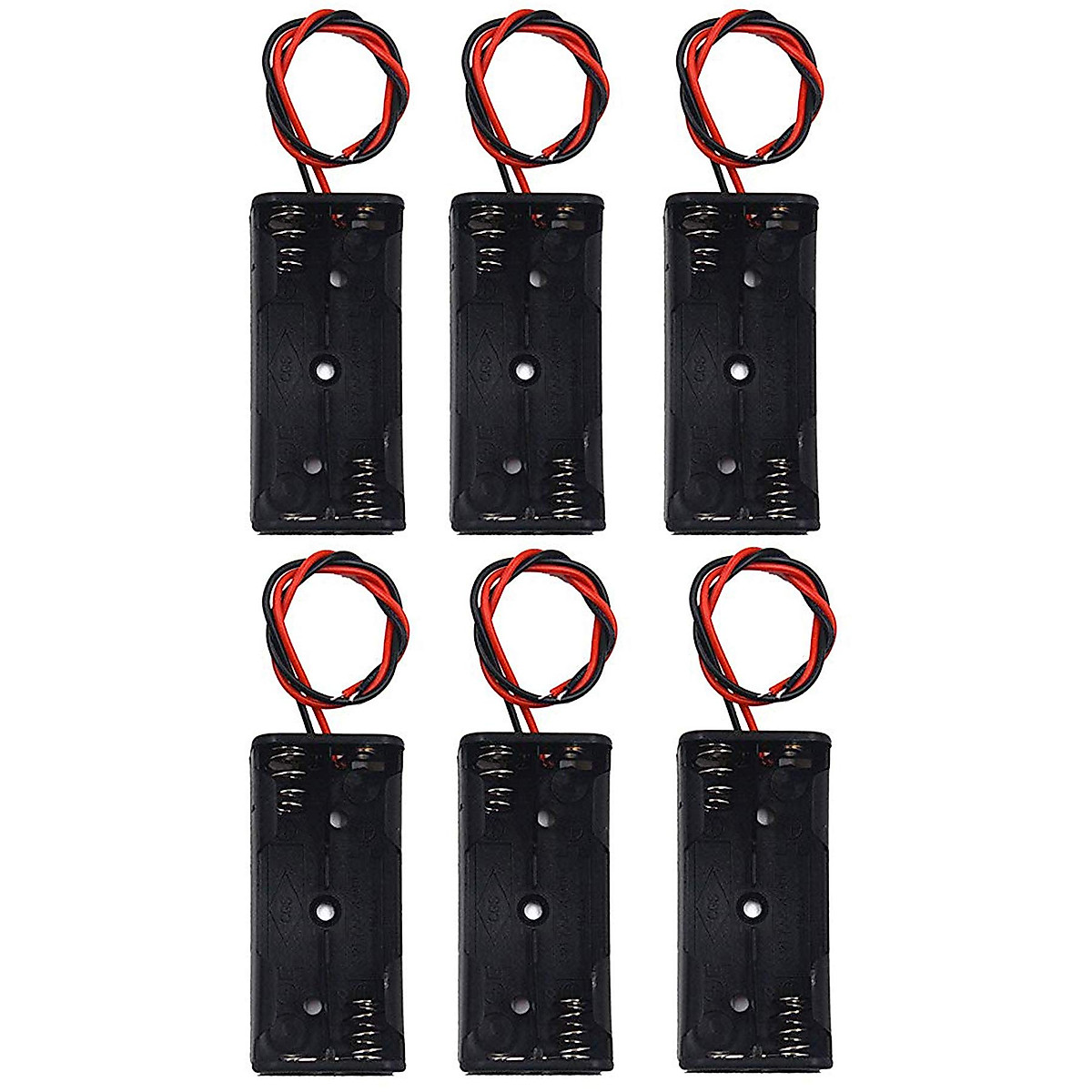 LAMPVPATH (Pack of 6) AAA Battery Holder, 2 X 1.5V AAA Battery Holder with Leads, AAA Battery Holder with Wires