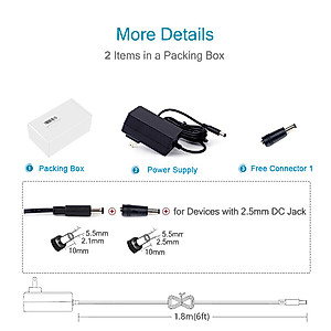 [UL Listed] Maxson 15V 2A Power Supply Charger (Input AC 100V-240V, Output DC 15 Volt 2 Amp 30 Watt) Adapter Switching Transformer Converter DC 5.5mm x 2.1mm / 5.5mm x 2.5mm Universal