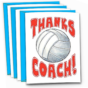Volleyball 3-PACK"Thanks Awesome VOLLEYBALL Coach!" (Red) SPORTS POWERCARD Mid-size (5x7") 3-PACK, PLAY STRONG !
