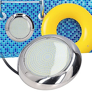 DJDK Pond Lights,Stainless Steel LED Pool Light 12V 35W White Color IP68 Waterproof LED Underwater Pond Lights with 468 Light Chips for Garden Swimming Pools(Shell Without Pattern)