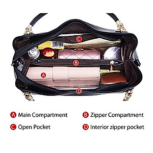 Gifts for Mom Leather Handbags for Women, Genuine Leather Lady Top-handle Totes Women's Fashion Crossbody Bags Womens Carryall Purses and Handbags (Black)