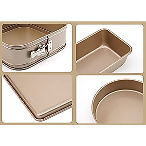 HYTK Nonstick Baking Pans Set for Starter,10x15Inch Cookie Sheet Tray 6 Cup Muffin Tin 9Inch Round and Square Springform Cake Pan 1Lb Loaf Bread Pan Carbon Steel Bakeware Gift 5pcs Non-Toxic BPA Free