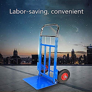 MTYLX Hand Pull Heavy Cart,Multipurpose Foldable Trolley Handling Helper Trailer Portable Luggage Cart Hand Truck 100Kg Load Capacity () for Luggage, Travel, Auto, Moving and Office Use,Blue,37X29X11