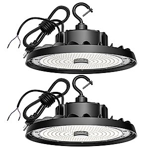 SHINEWOO UFO LED High Bay Light 240W 36,000lm 5000K Daylight, High Bay LED Shop Light 0-10V Dimmable with US Plug 5’ Cable, Commercial LED Warehouse Lights, Factory Area Lighting Fixture, 2PCS