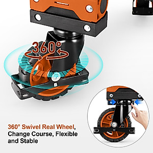 330LB Folding Hand Truck Heavy Duty Carrying, Combination of Four Wheels and Two Wheels Convertible Dolly Cart with Retractable Handle Dolly for Moving Office Carts(Orange)