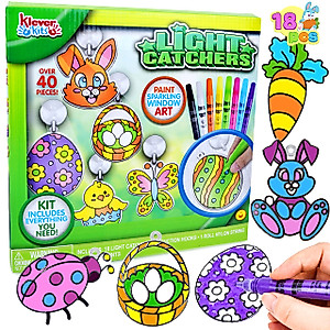 Klever Kits 18 Pcs Easter Suncatchers Crafts Set, Suncatcher Window Art Craft Kit for Kids Art & Home School Activities Party Favor Easter Party Supplies