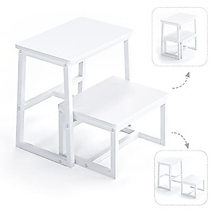 iTsst Step Stool for Adults & Kids,Holds up to 500Lb,3 in1 Heavy Duty Sturdy Two Step Stool for Kichen/Bathroom/High beds, Wooden&Metal Frame, Non-Slip Pads