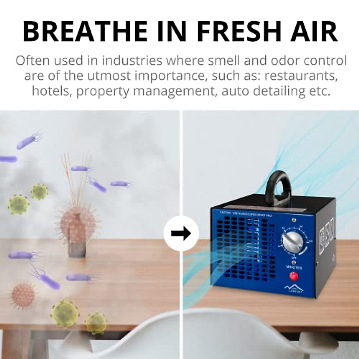 Blue Commercial 8,500mg/hr O3 Ozone Generator Air Purifier