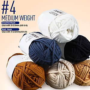 Timgle 18 Pack Beginners Crochet Yarn Cotton Yarn for Crocheting and Knitting with Easy to See Stitches Cotton Nylon Blend Yarn for Crochet Kit Making(Nature Colors)