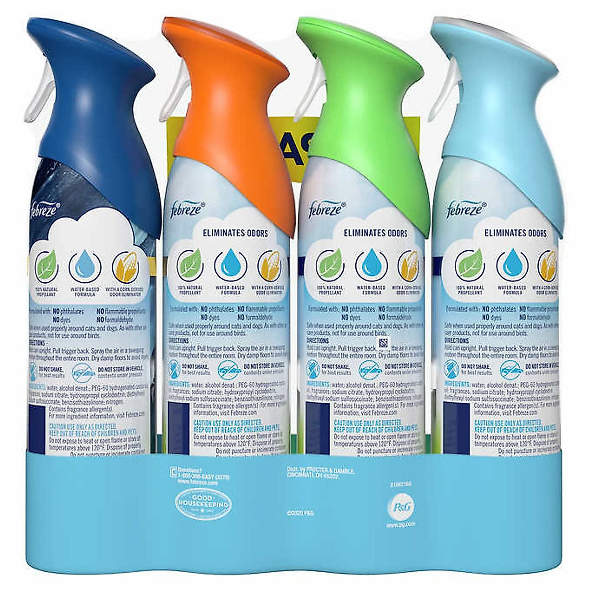 Febreze Air Freshener and Odor Eliminator Spray Variety Pack, Original Gain Scent, Linen & Sky, Hawaiian Aloha, and Ocean Scent, 8.8 oz (Pack of 4)