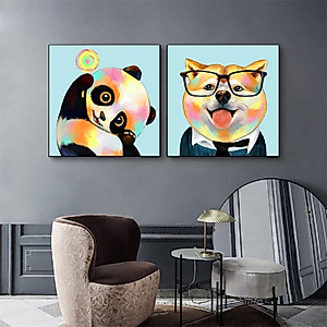 DIY 5D Diamond for Painting Kit 2Pack for Adults Kids Shiba Inu Dog and Panda Diamond Painting,12''x12''Full Drill Round Crystal Rhinestone Painting for Stress Relief Home Wall Mural Decor Art Crafts