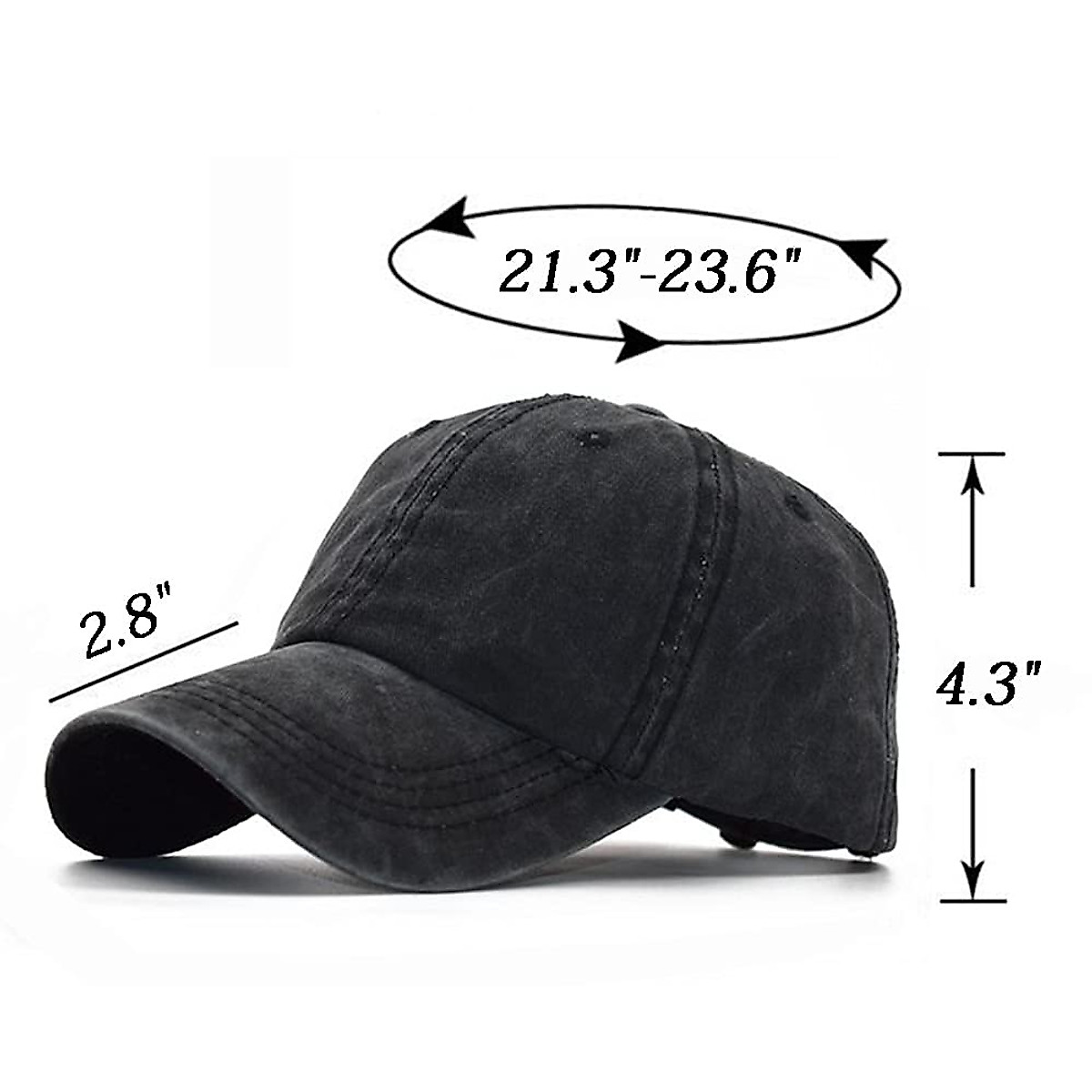 Eohak Ponytail Baseball Hat Distressed Retro Washed Womens Twill