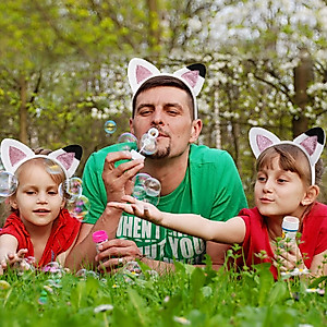 Creatoy Cat Ears Headband Kids dollhouse plush toys Glitter Headbands Toddler Kitty Hairband Doll house Party Supplies Halloween Dress Up Favors