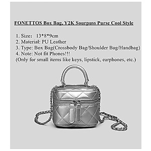 FONETTOS Box Bag Purse, Y2K Sourpuss Purse Cool Style Trendy Women Shoulder Crossbody Bags Fashion Girls Handbag