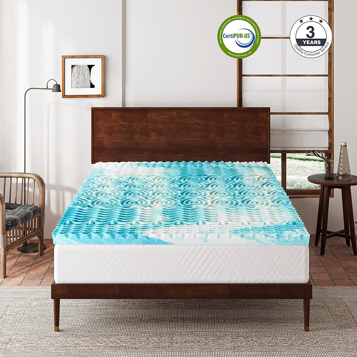 Dyonery 2 Inch 5-Zone Gel Memory Foam King Mattress Topper, CertiPUR-US Certified, Cooling Sleep, Pressure Relief, 76"×80"×2"