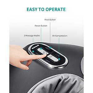 Nekteck Shiatsu Foot Massager Machine with Soothing Heat, Deep Kneading Therapy, Air Compression, Improve Blood Circulation and Foot Wellness,Relax for Home or Office Use(Gray)