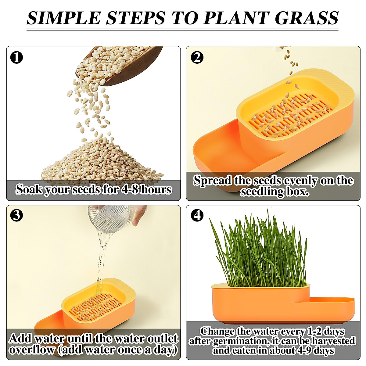 Sozize 2Pcs Hydroponic Cat Grass Planter Wheat Cat Grass Kit Soil Free Seed Sprouting Tray for Cat Grass Indoor Cats (no Seeds Included)