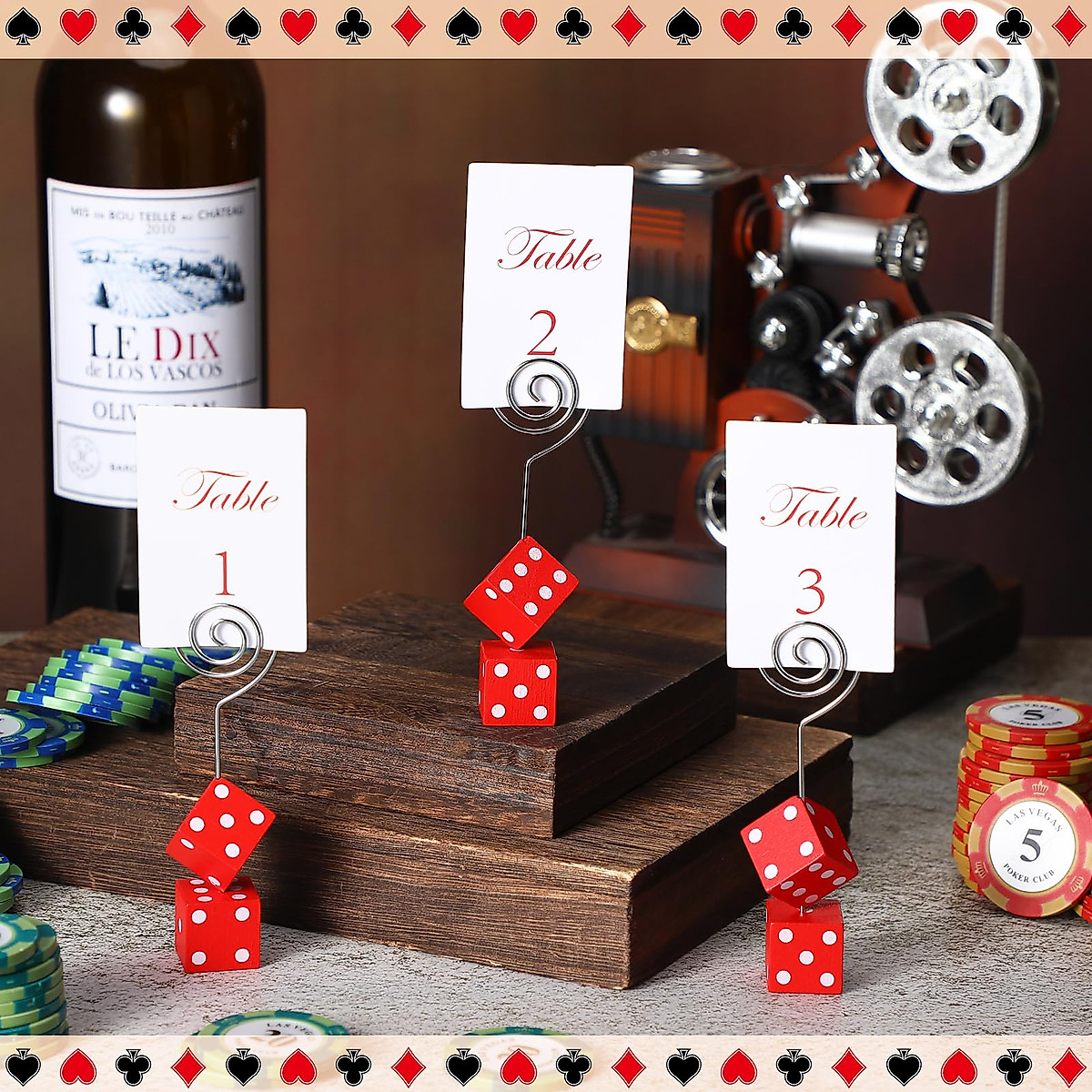 Rotatingpals Bunco Dice Table Number Dice Place Card Holders Bunco Game Kit Includes Table Numbers 1 2 3 and Casino Place Card Holders Bunco Party Supplies Casino Wedding Decoration