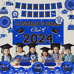Blue Themed 2025 Graduation Decorations Set - Congrats Grad Banner, Class of 2025 Backdrop, Balloons & Streamers Kit - Complete Party Supplies for High School & College Celebrations