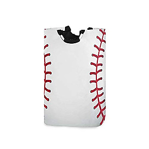 Collapsible Laundry Basket Baseball Sport Theme Laundry Hamper Large Cloth Hamper Laundry Organizer Holder with Handle