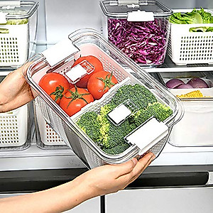 N 3 PACK Produce Saver Storage Containers, Vegetable Storage Containers Fruit and Salad Partitioned Food Storage Container with Vents Stay Fresh Containers for Refrigerator