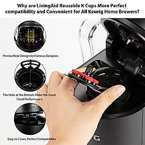 4 Packs Reusable K Cups for Keurig Multistream Technology, LivingAid Universal Fit Keurig Reusable Coffee Pods Filters Leakproof, Stainless Micro Mesh Refillable K Cups for Keurig 2.0 & 1.0 Brewers