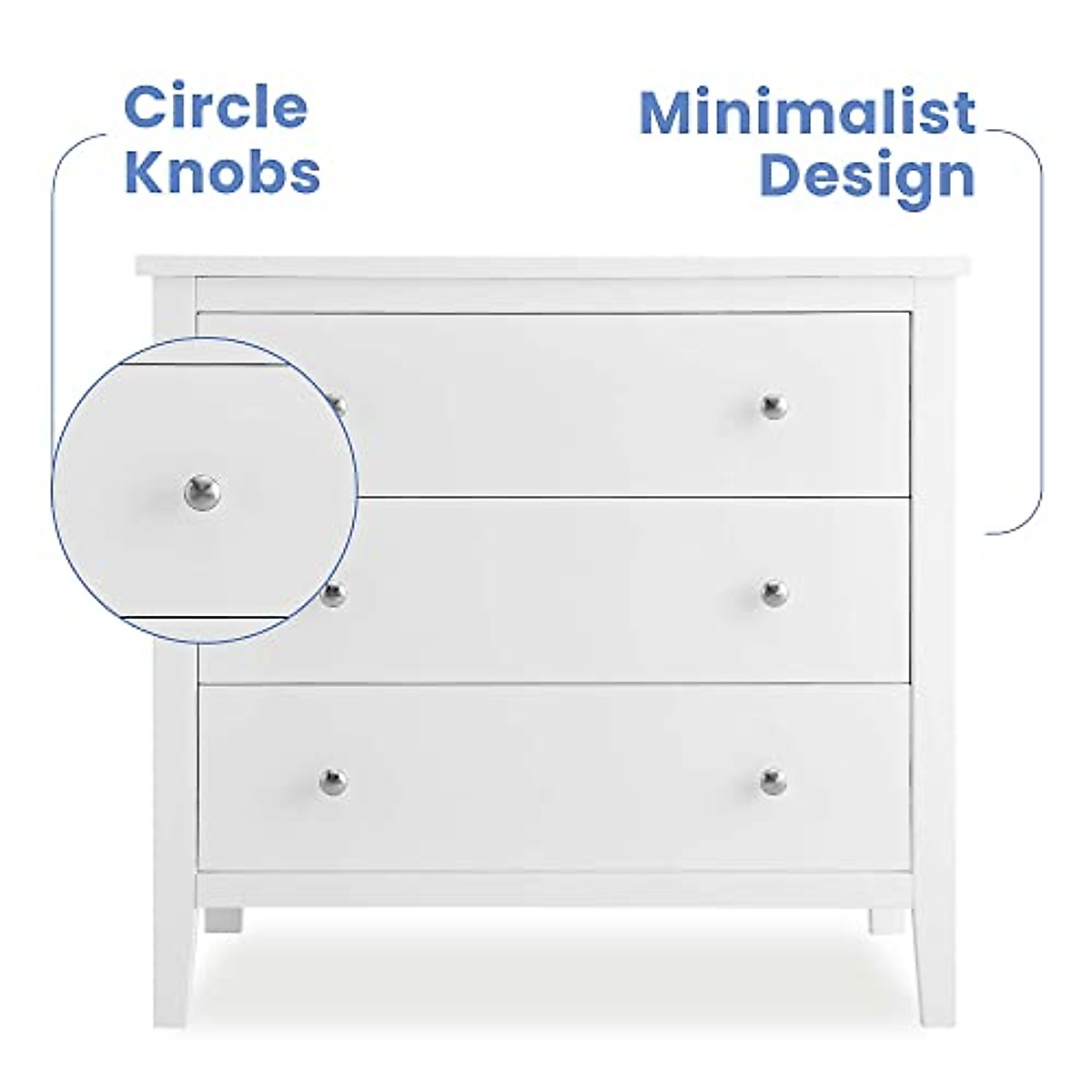 Delta Children Campbell 3 Drawer Dresser, Bianca White