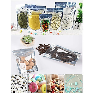 100PCS Candy Bags, 5.5x7.9" Stand Up Aluminum Foil Bags,Smell Proof Bags,Reclosable Airtight Foil Bags,Reusable Food Pouches Bags with Zip Lock,Sealable Treat Bags for Snacks Beans Coffee Dry Fruits