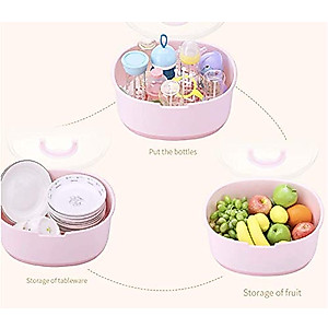 Baby Bottle Drying Rack Storage Large Container with Cover Drainer (Green)