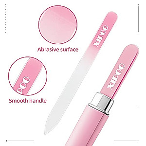 Glass Nail File 3 Pack, Nail File, Glass Nail File with Case, Double Sided Etched Surface Files, Stocking Stuffers for Women or Adults, Unique Gifts Package for Women and Girls, by XIPOO