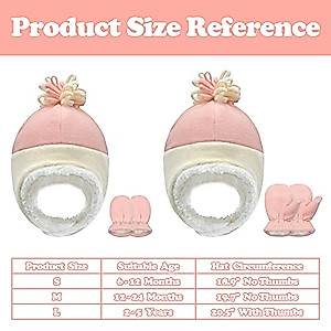 Baby Girl Winter Hat Pink Infant Winter Hat and Mitten Set Warm Baby Girl Hats Baby Winter Mittens Baby Hats 6-12 Months
