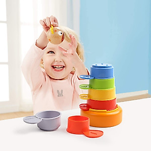 TOP BRIGHT Stacking Cups Baby Bath Toys, Nesting and Stacking Cup Baby Montessori Toys, Colorful Stacking Toys for 1 Year Old Toddler Gifts