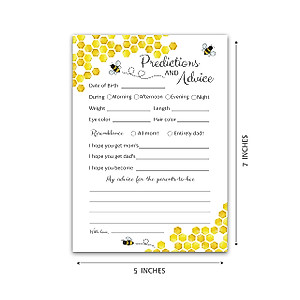 BEE Prediction and Advice Cards - Pack of 25 - Bumblebee Baby Shower Games, Yellow neutral Bumble bee New Parents, Mom & Dad to be, Mommy & Daddy Message, Honey bee Coed Activity Keepsake G620-PDAV