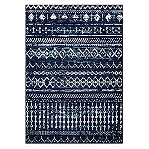Antep Rugs Bohemian 5x7 Geometric Indoor Area Rug Phoenix, 5'3" x 7', Navy Blue