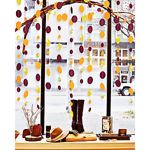 Fall Birthday Party Decorations/Fall Bridal Shower Decorations Thanksgiving Party Decorations Burgundy Orange Gold Circle Paper Garlands/Fall Party Decorations