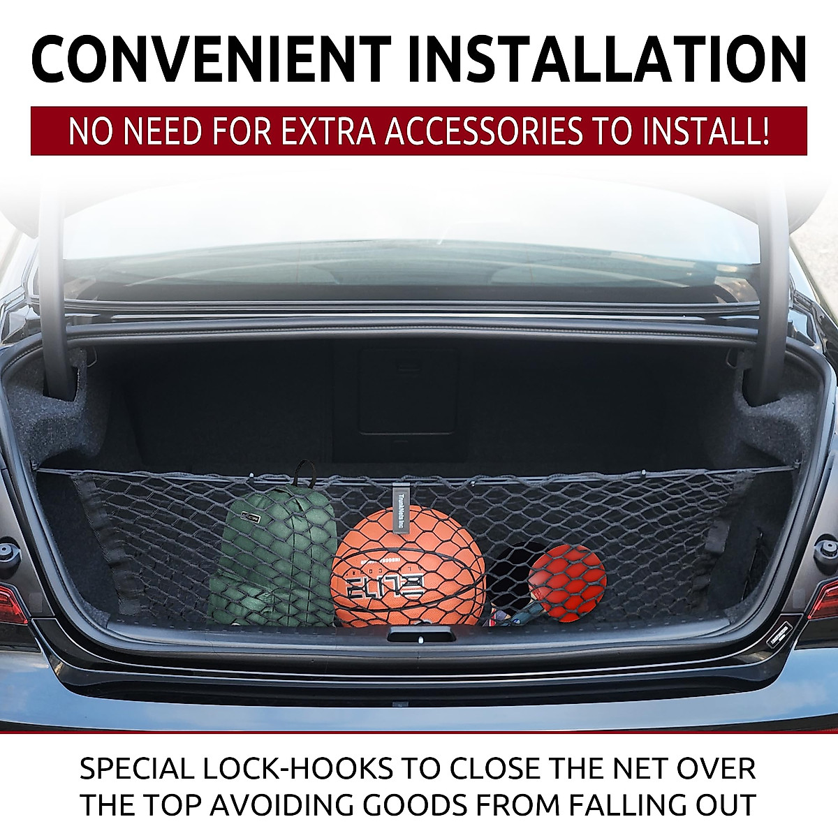 Envelope Style Automotive Elastic Trunk Mesh Cargo Net for Volvo S60 B5-2019-2025 - Premium Trunk Organizer and Storage - Luggage Net for Sedan - Car Organizer for Volvo S60 T8