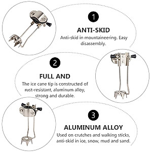 BESPORTBLE Heavy Duty Metal 5 Prong Ice Grip Cane Attachment Replacement Grip for Walking Sticks Trekking Pole Fits On All Canes