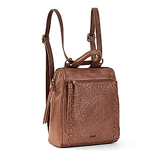 the sak Women's Loyola Mini Convertible Backpack in Leather, Teak Leaf Embossed, One Size
