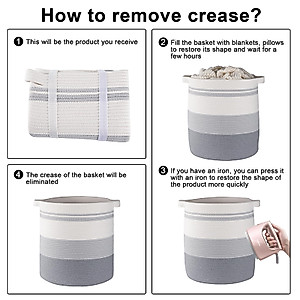 OIAHOMY 58L Laundry Baskets-Laundry Hamper, Storage Basket with Handles, Decorative Basket for Living room, Woven Storage Basket for Toys Bin, Pillows, Blankets, Clothes-18x16in-Gradient Grey