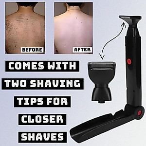 Ultimate Electric Back Shaver for Men - Rechargeable Long Handle Back Shaver and Body Groomer - Premium Back Shavers for Men - Shaver Body and Back Groomer with Electric Precision